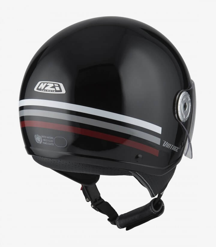 NZI Vintage 3 Triband Black&Burgundy Matt Open Face Helmet