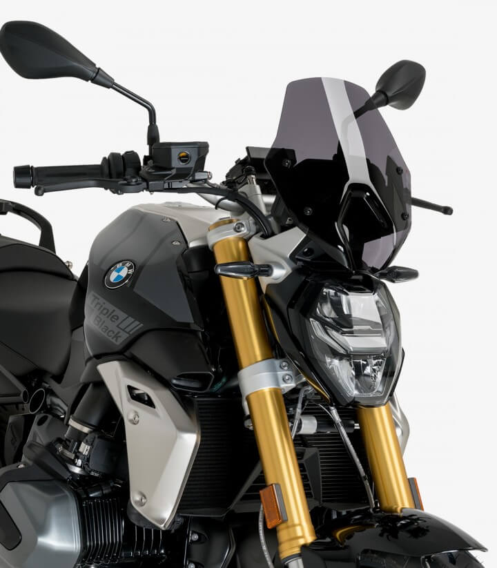 BMW R1250R (18-25) with OEM BMW bracket Puig New Generation Sport Dark ...