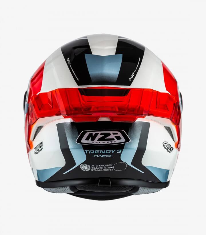 Casco Integral NZI Trendy 3 Stream Rapid Blanco, rojo y azul + visor ...