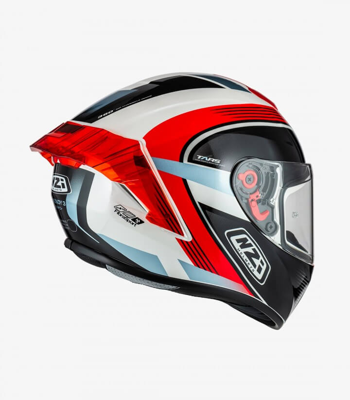 NZI Trendy 3 Stream Rapid White, red, and blue + tinted visor Full Face ...